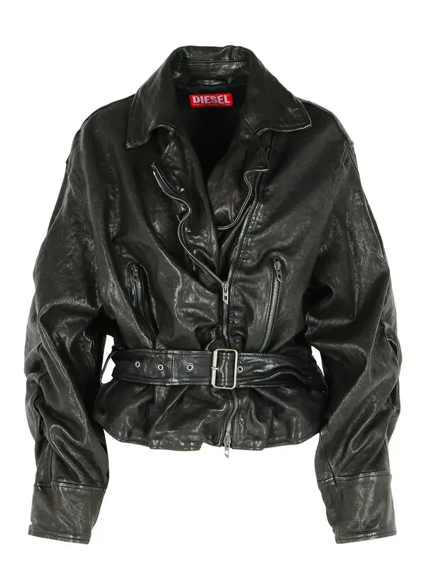 DIESEL® Calfskin Leather Jacket - Black
