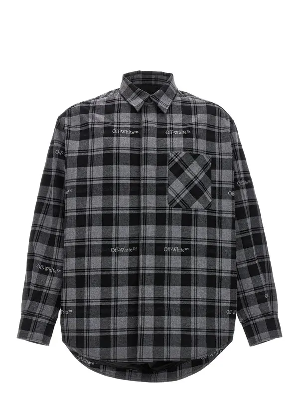 Off-White Check Flannel Padded' Jacket - Gray