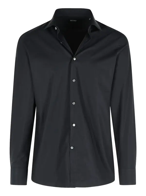 Zegna Trofeo' Dark Cotton Shirt - Blue