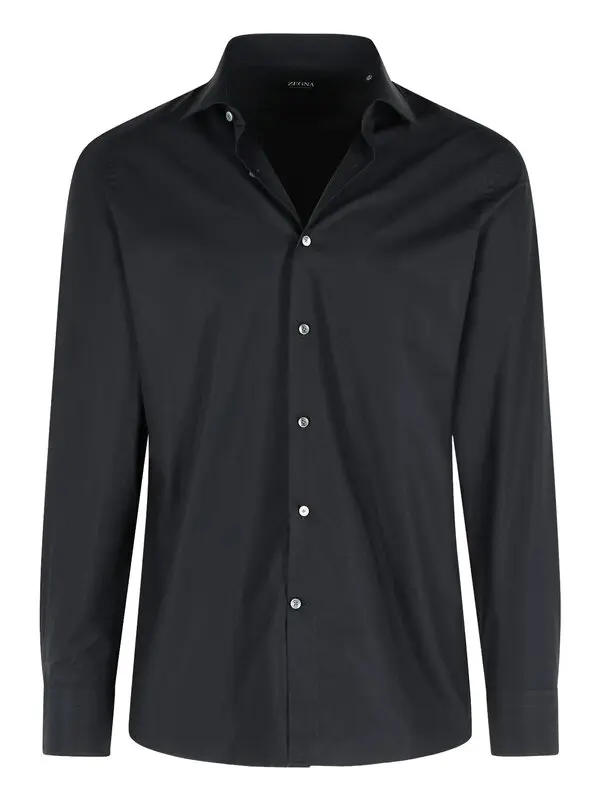Zegna Trofeo' Dark Cotton Shirt - Blue