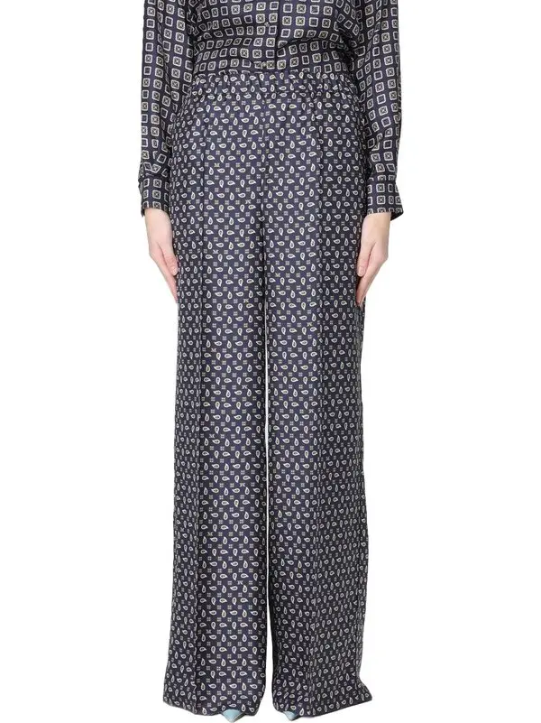 Max Mara Paisley Silk Trousers - Blue