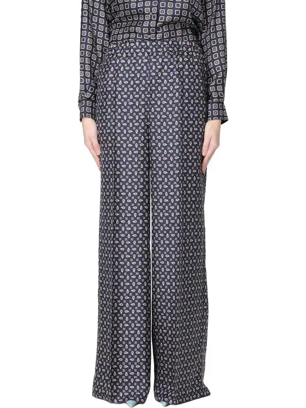 Max Mara Paisley Silk Trousers - Blue