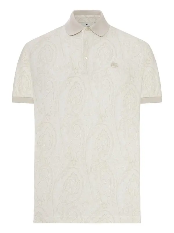 Etro Cotton Polo Shirt With Arnica Pattern - Cream