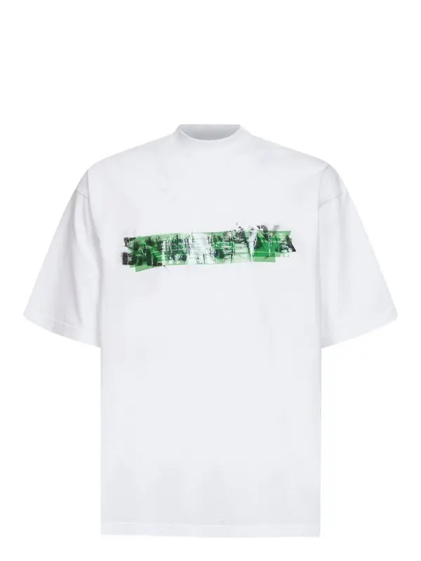 Balenciaga White Messy Spray Medium Fit T-shirt - Multicolor