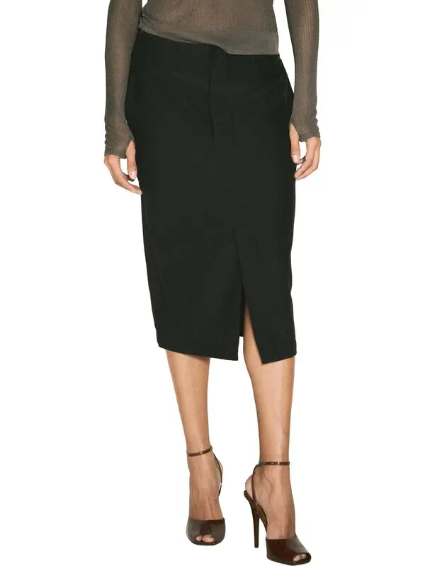 Saint Laurent Silk Pencil Skirt - Black