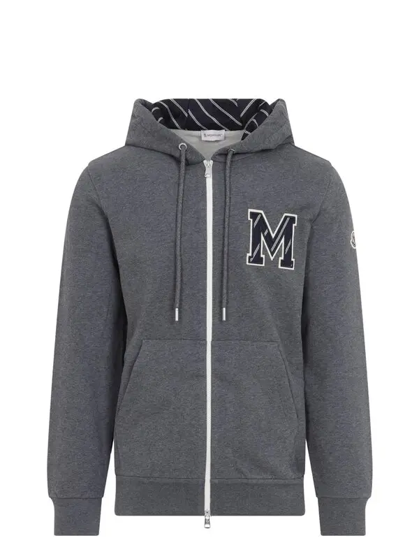 Moncler Cotton Zip-up Hooded Sweatshirt - Gray