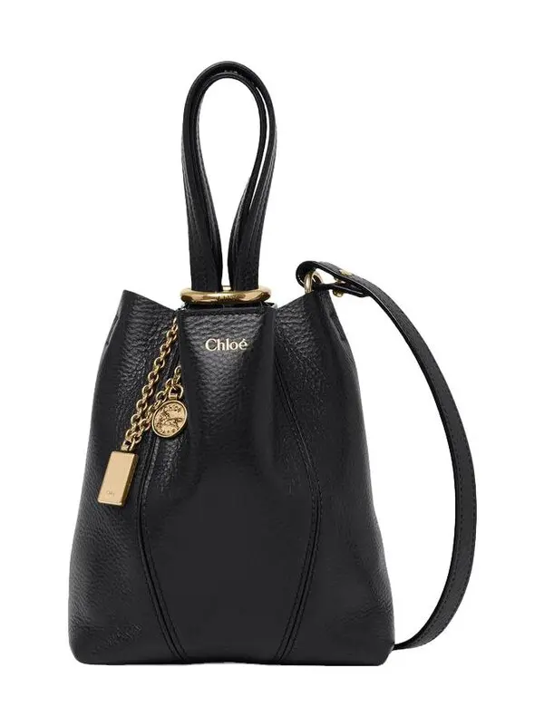 Chloé Grainy Leather Spin Small Tote Bag - Black