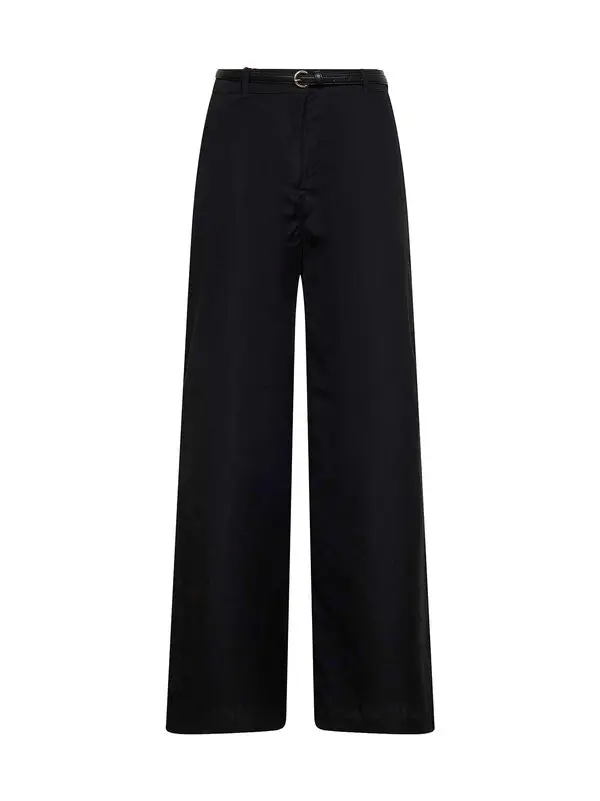 Max Mara Black Poplin Mstfarea Belted Trousers - Multicolor