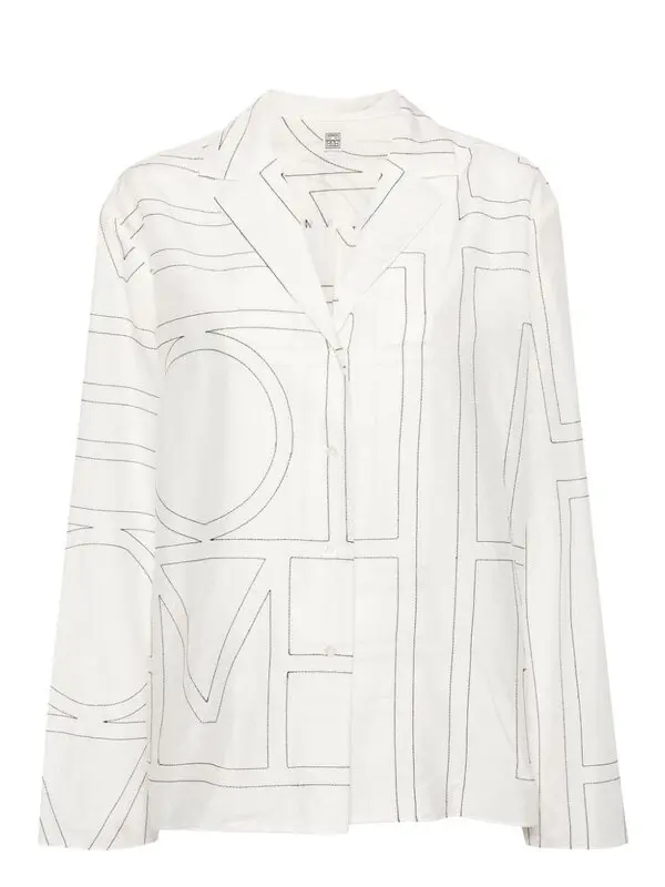 TOTEME Cotton Blend Monogram Pajama Shirt - Multicolor