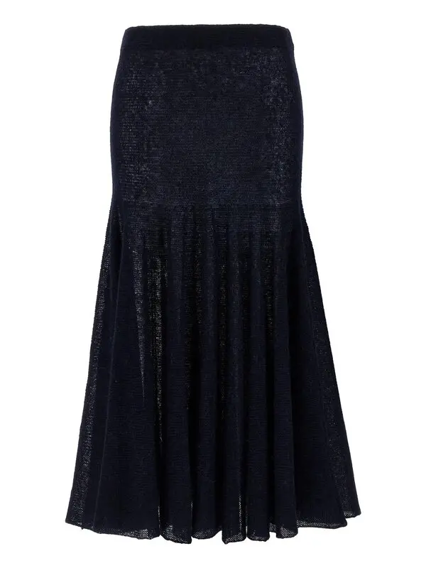 Magda Butrym Wool Blend Knit Maxi Skirt - Blue