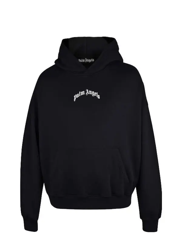 Palm Angels Printed Cotton Hoodie - Black