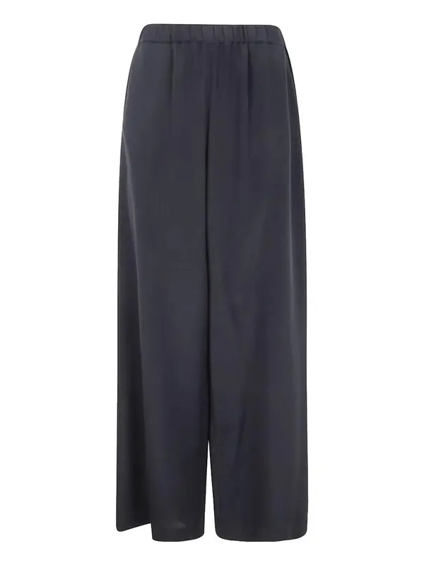 Max Mara Solid Stretch Silk Trousers - Black
