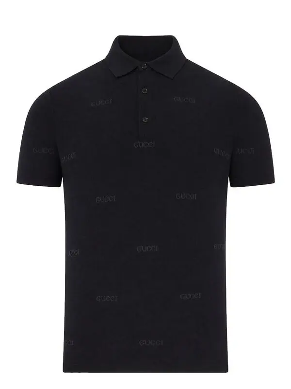 Gucci Jacquard Wool And Silk Polo - Black
