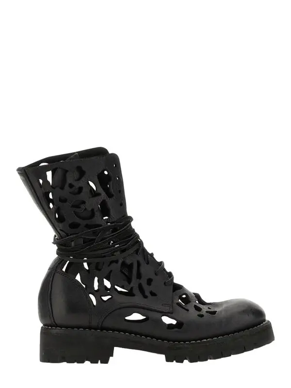 Guidi Ankle Boot With Cut Out Details - Black