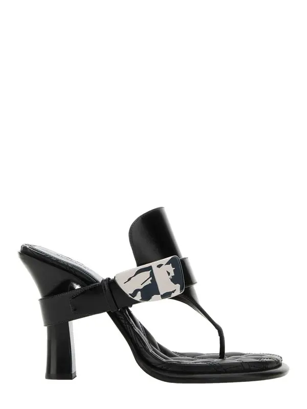 Burberry Leather Bay Thong Mules - Black