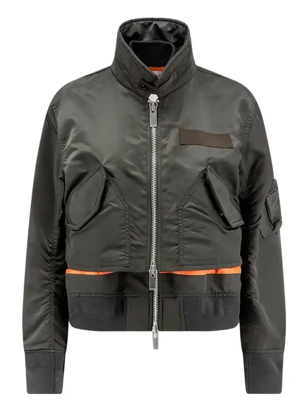 Sacai Cropped Nylon Bomber Jacket - Yellow