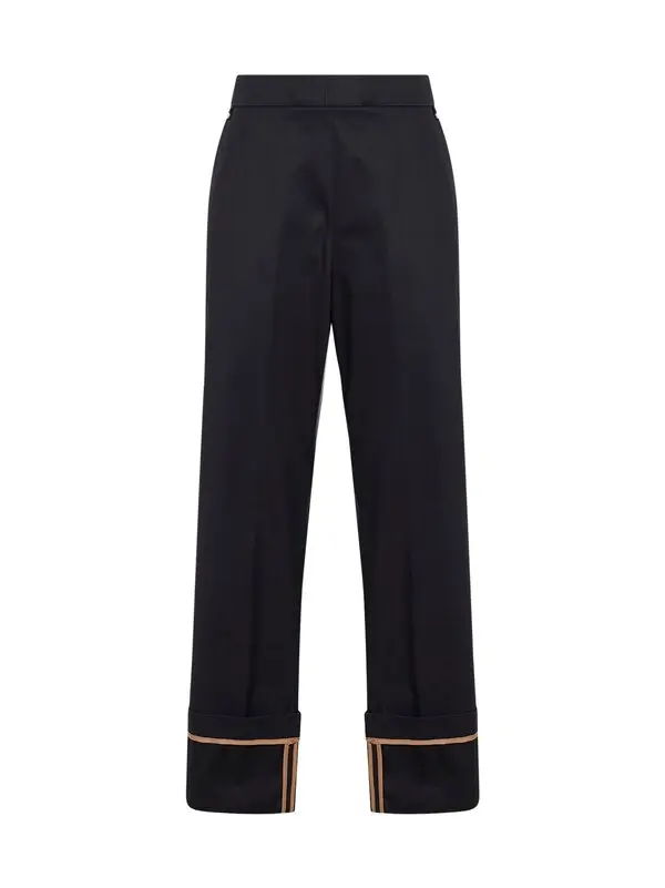 Herno Blue Cotton Gabardine Trousers With Turn-up Hems - Multicolor