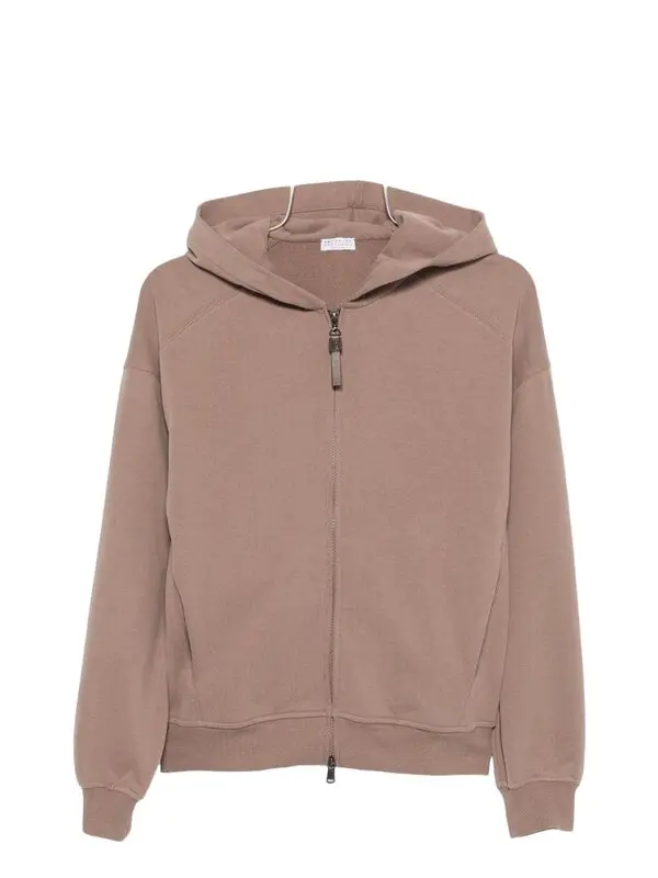 Brunello Cucinelli Cotton Hooded Zip Up Jacket - Multicolor