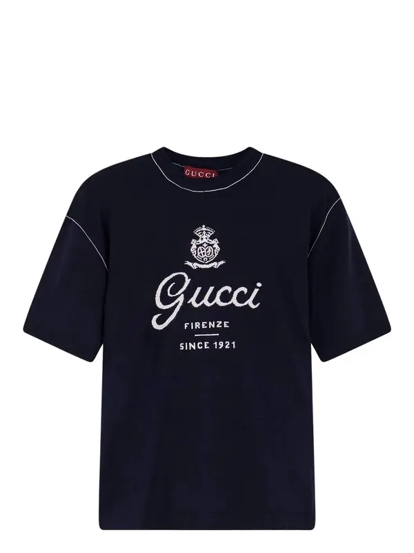 Gucci Silk And Linen Sweater With Firenze Since 1921 Inlay - Multicolor