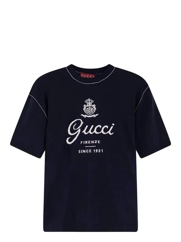 Gucci Silk And Linen Sweater With Firenze Since 1921 Inlay - Multicolor