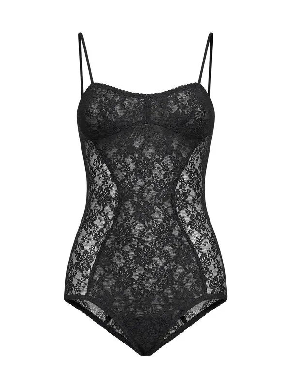 Attico Black Stretch Lace Bodysuit - Multicolor