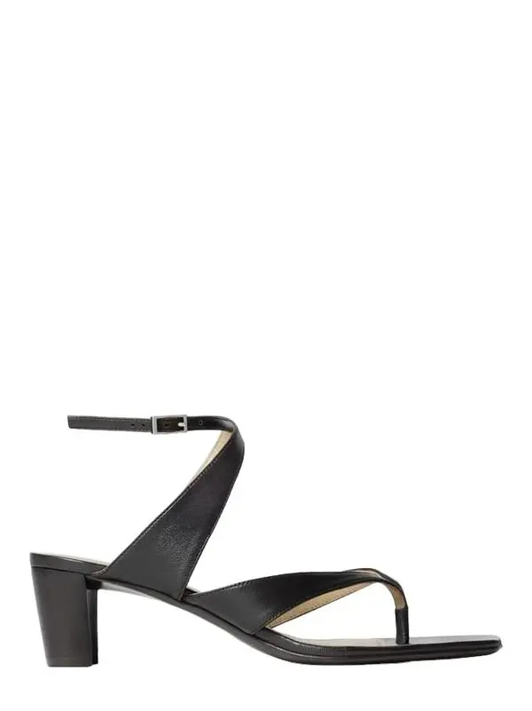 LEMAIRE Leather Heeled Thong Sandals - Black