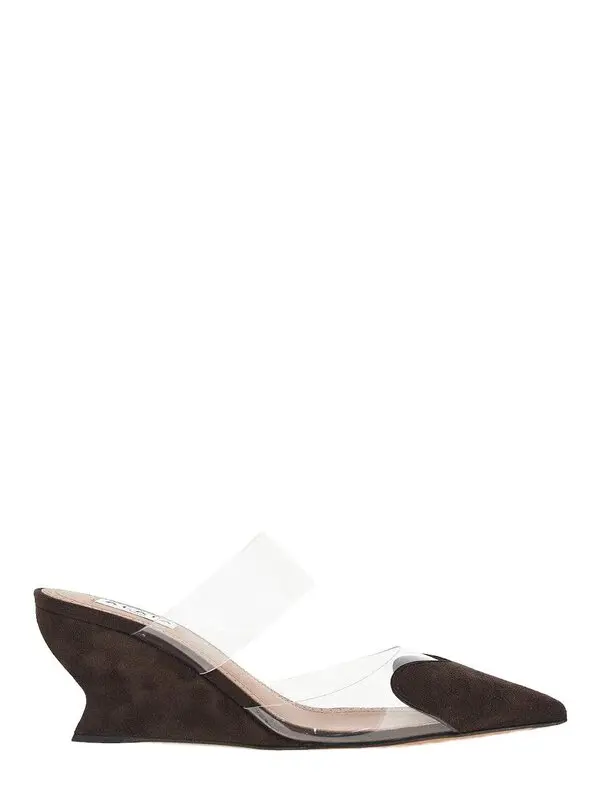 Alaïa Suede Leather Le Coeur Wedge Mules - Brown