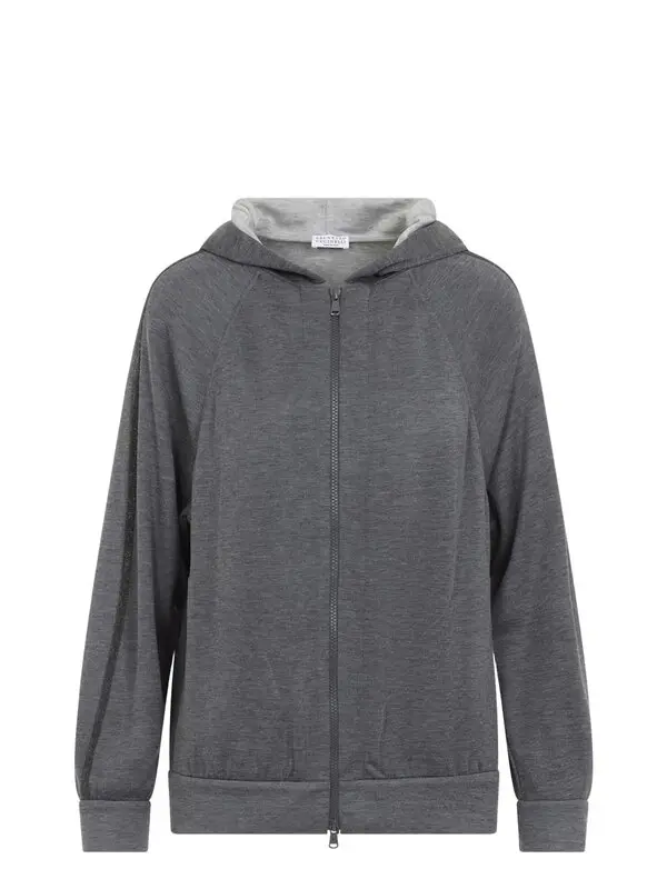 Brunello Cucinelli Full Zip Monile Sweatshirt - Gray