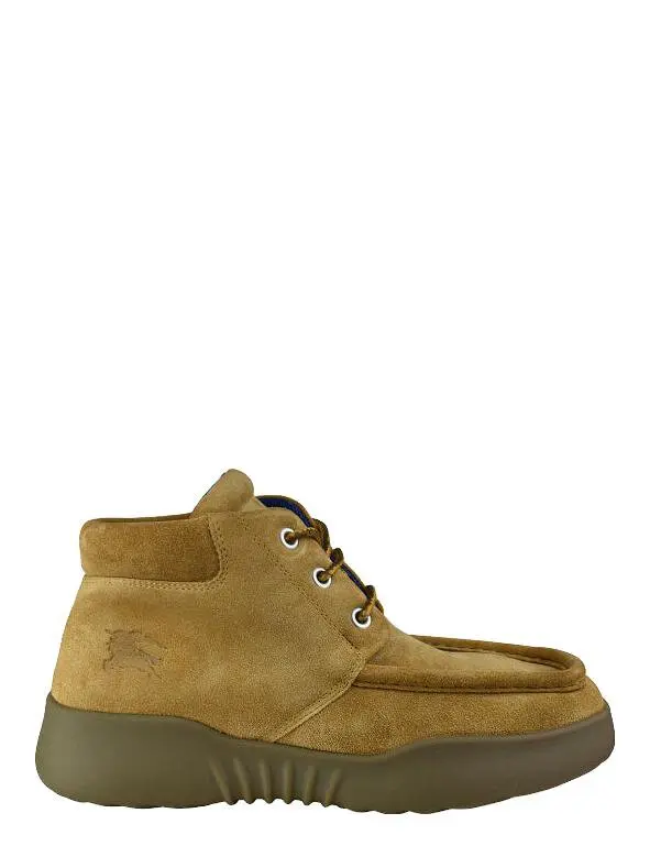 Burberry Suede Lace Up Boots - Cream