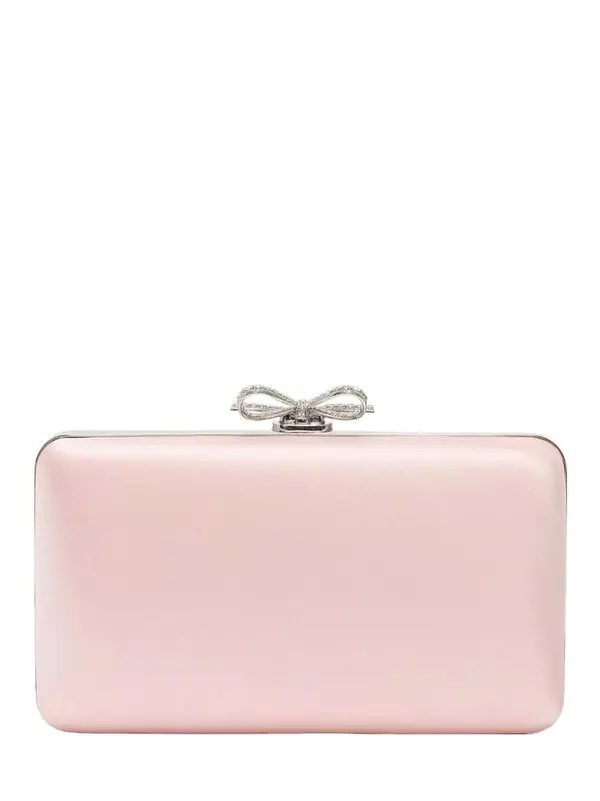 SELF-PORTRAIT Satin Clutch With Jewel Details - Pink