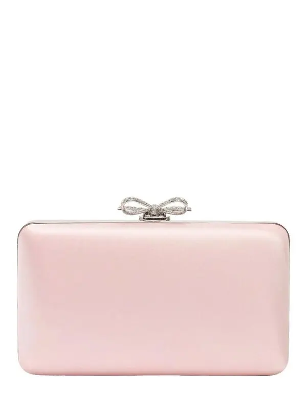 SELF-PORTRAIT Satin Clutch With Jewel Details - Pink
