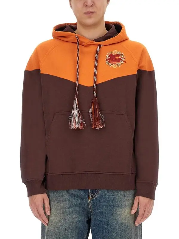 Etro Hooded Sweatshirt With Logo Embroidery - Orange