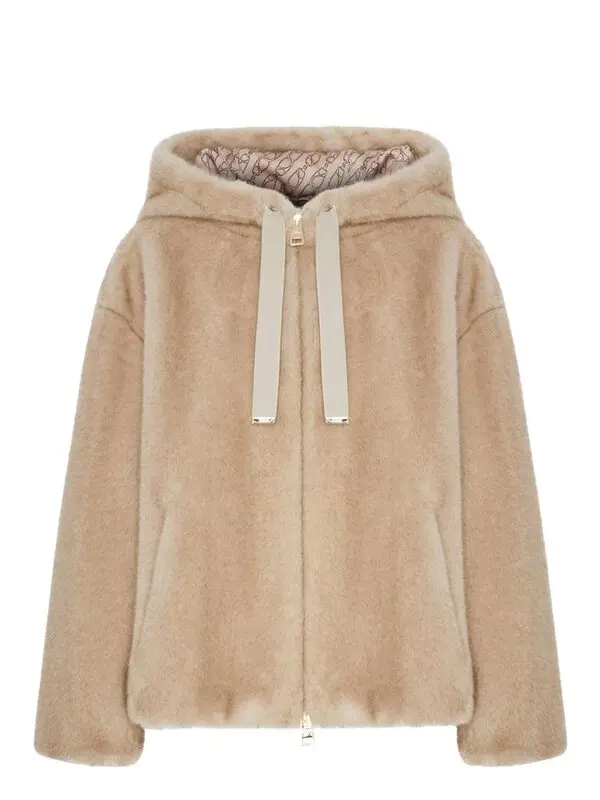 Herno Faux Fur Hooded Jacket - Cream