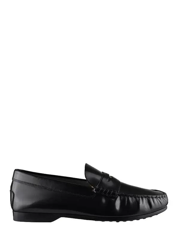 TOD'S Patent Leather Slip-on Loafers - Black