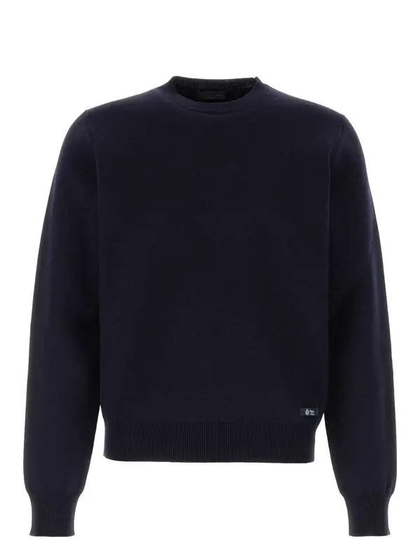 Prada Dark Blue Wool Blend Sweater - White