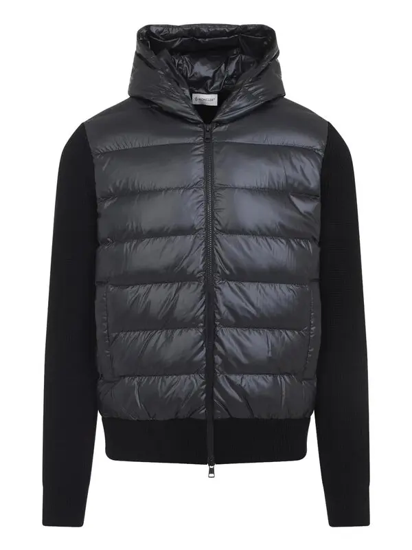 Moncler Virgin Wool Padded Cardigan - Black