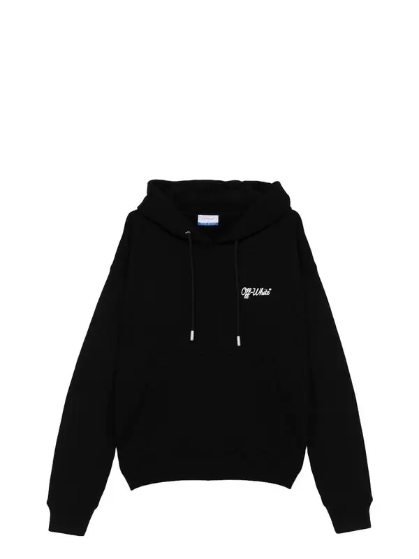 Off-White Cotton Hooded Sweatshirt - Black
