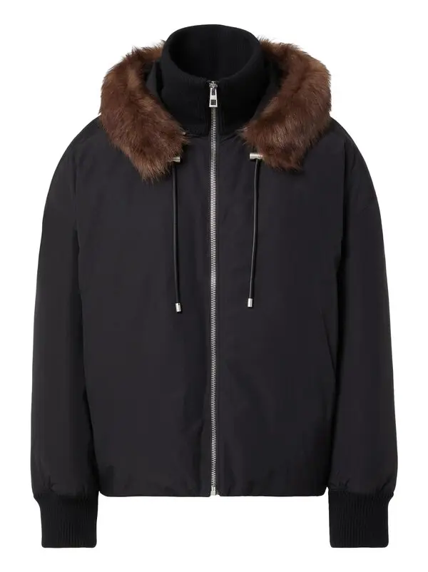 Loewe Shearling-trimmed Cotton-blend Jacket - Black