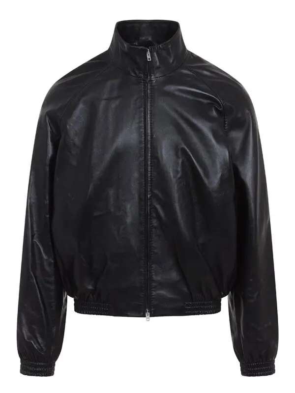 Acne Studios Leather Bomber Jacket - Black