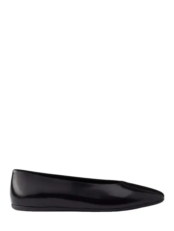 Prada Brushed Leather Ballerinas - Black