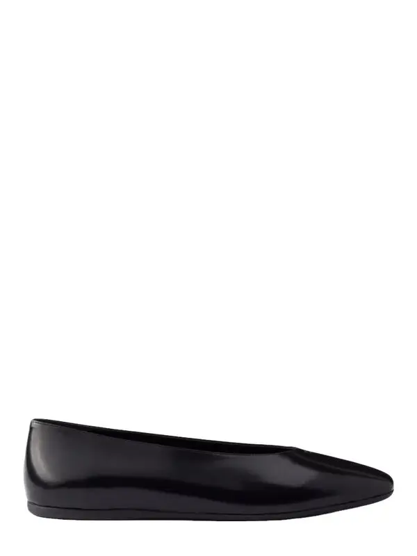 Prada Brushed Leather Ballerinas - Black