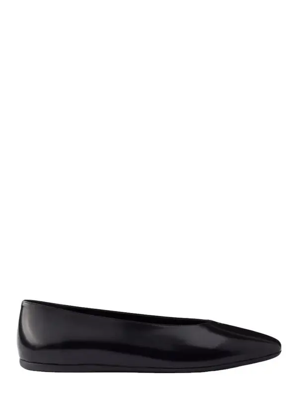 Prada Brushed Leather Ballerinas - Black