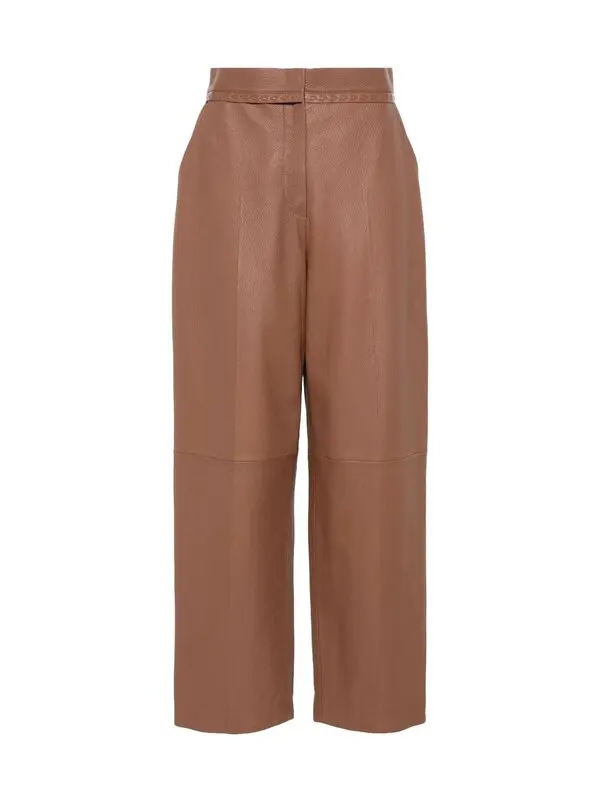 Fendi Leather Carrot-fit Trousers - Brown