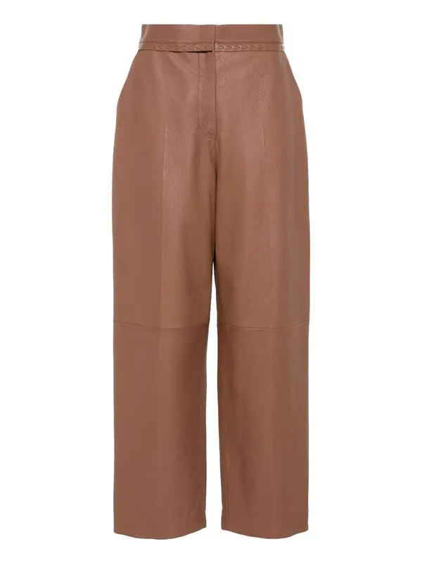 Fendi Leather Carrot-fit Trousers - Brown
