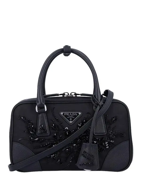 Prada Re-edition 1978 Embellished Two-handle Bag - Black