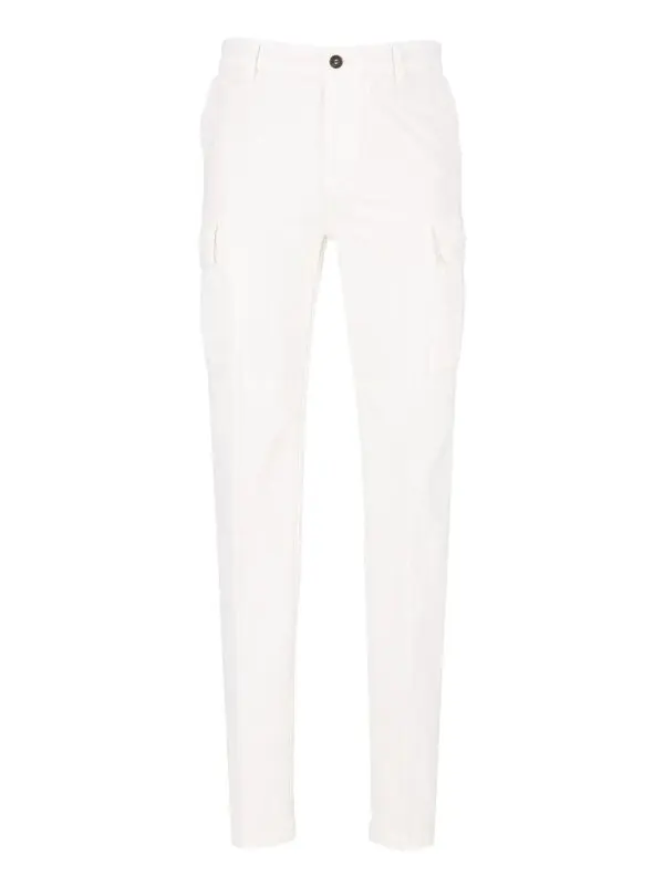 Eleventy Cotton-blend Cargo Trousers - White