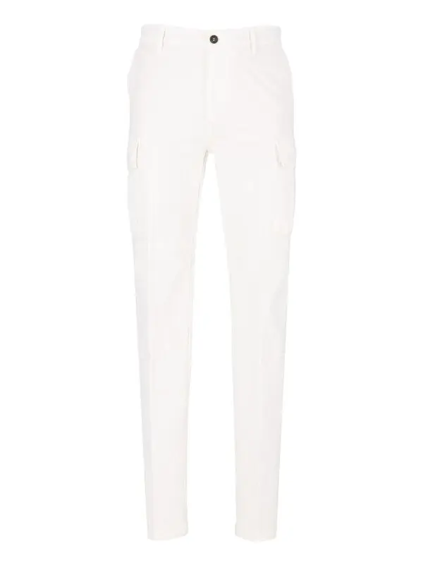 Eleventy Cotton-blend Cargo Trousers - White