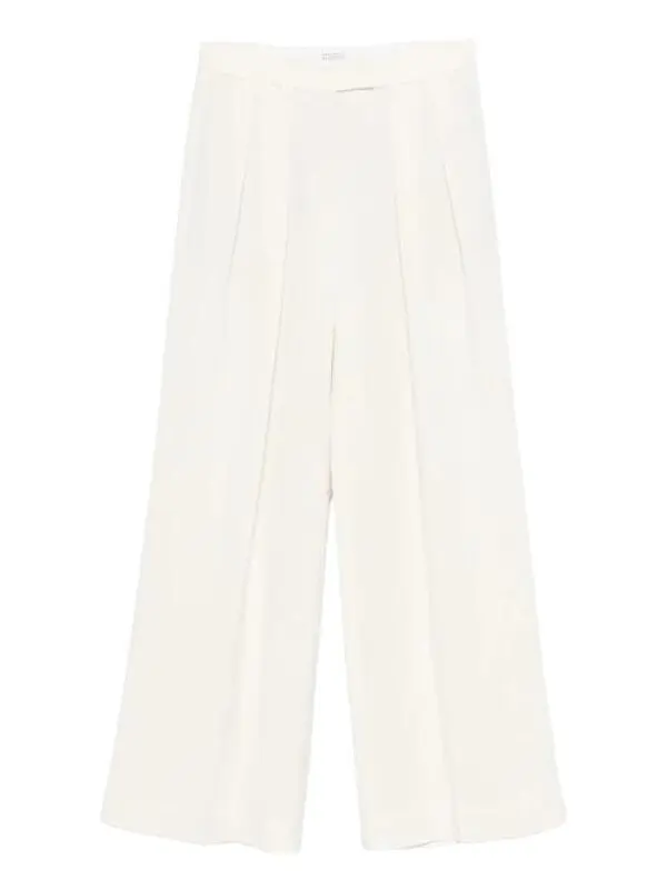 Brunello Cucinelli Wide Leg Pleated Trousers - White