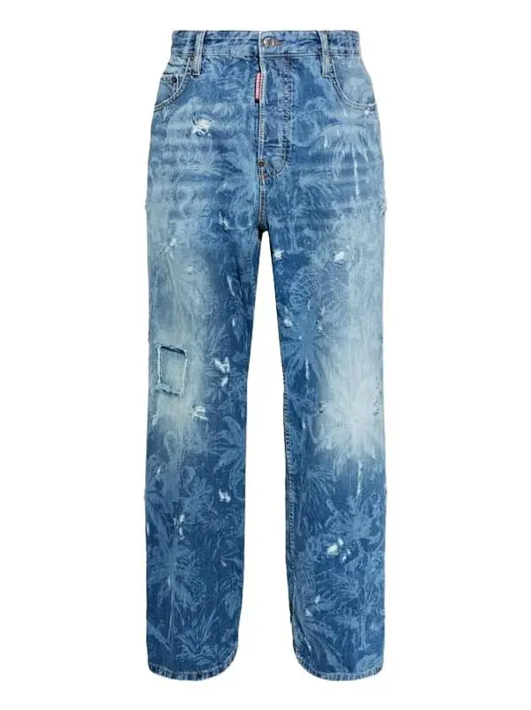 Dsquared2 Palm Print Wide-leg Trousers - Blue