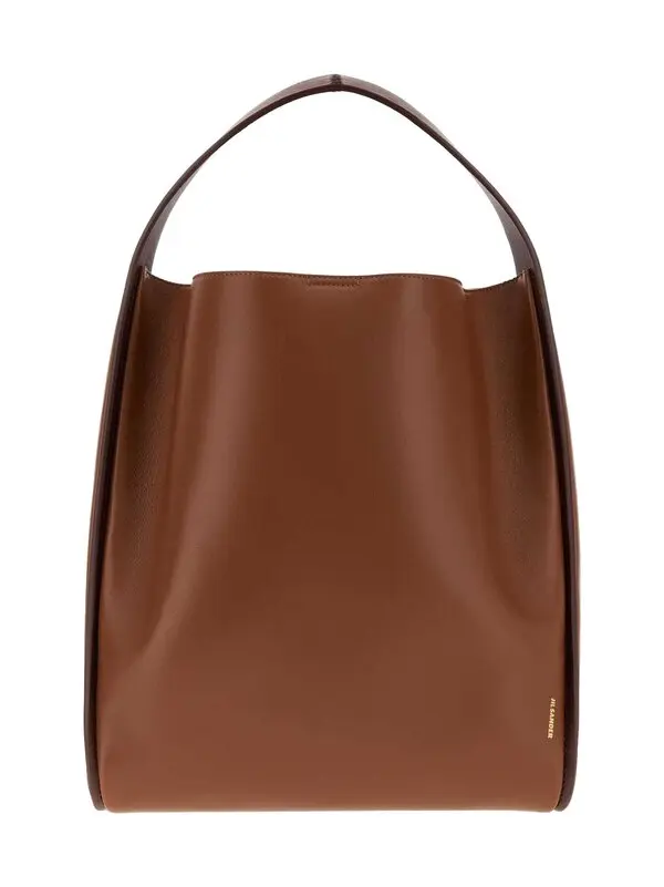 JIL SANDER Leather Pivot Bucket Bag - Brown